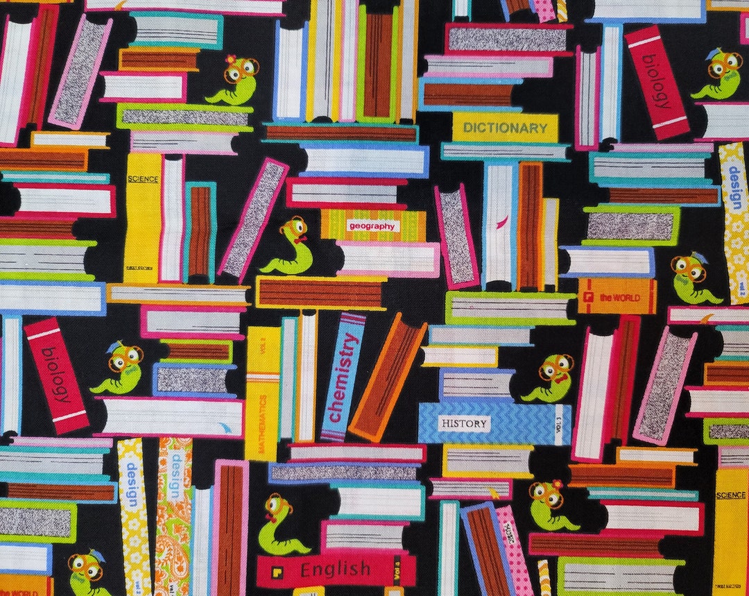 Cotton Fabric - Bookworm, Library, Teacher Quilt Cotton Fabric - Select ...
