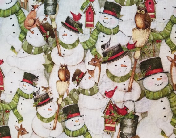 Christmas Packed Snowman by Susan Winget 100% Cotton Fabric | Etsy