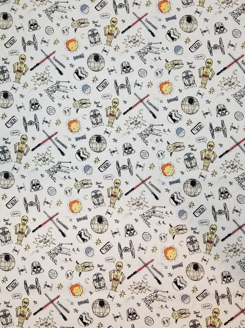 Quilting Fabric Star Wars Astro Pew Pew R2D2 C3po Yoda - Etsy