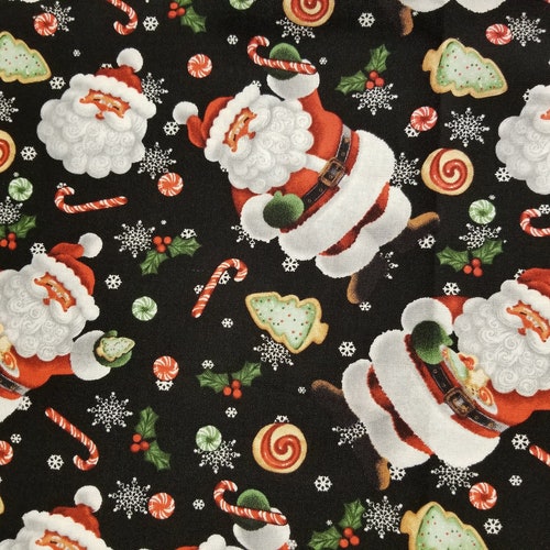 Winking Santa Cotton Fabric by the Yard Fabric Cotton - Etsy