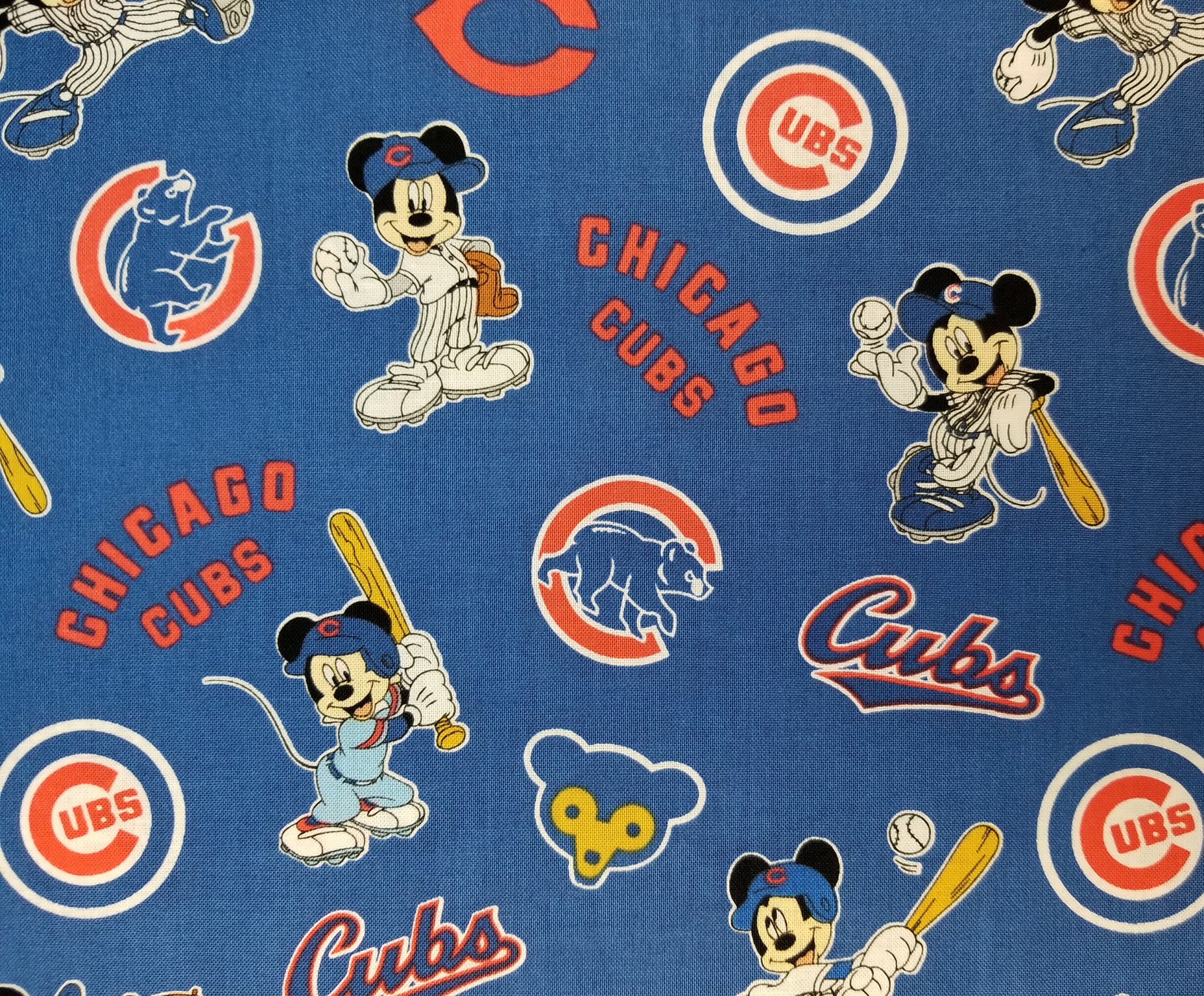 MLB Chicago Cubs Disney Mickey Mouse Baseball - 100% Cotton Fabric ...