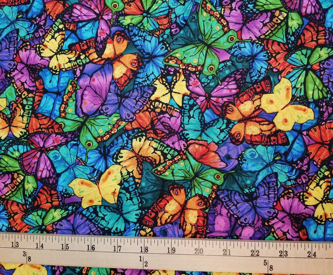 Packed Rainbow Butterflies 100% Cotton Fabric Select Your - Etsy