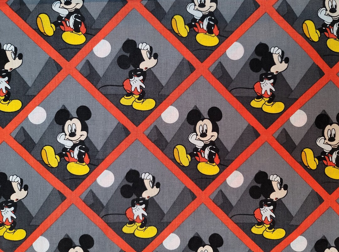 Mickey Tile, Disney Mickey Mouse Tiled Quilt Cotton Fabric BTY - Select ...