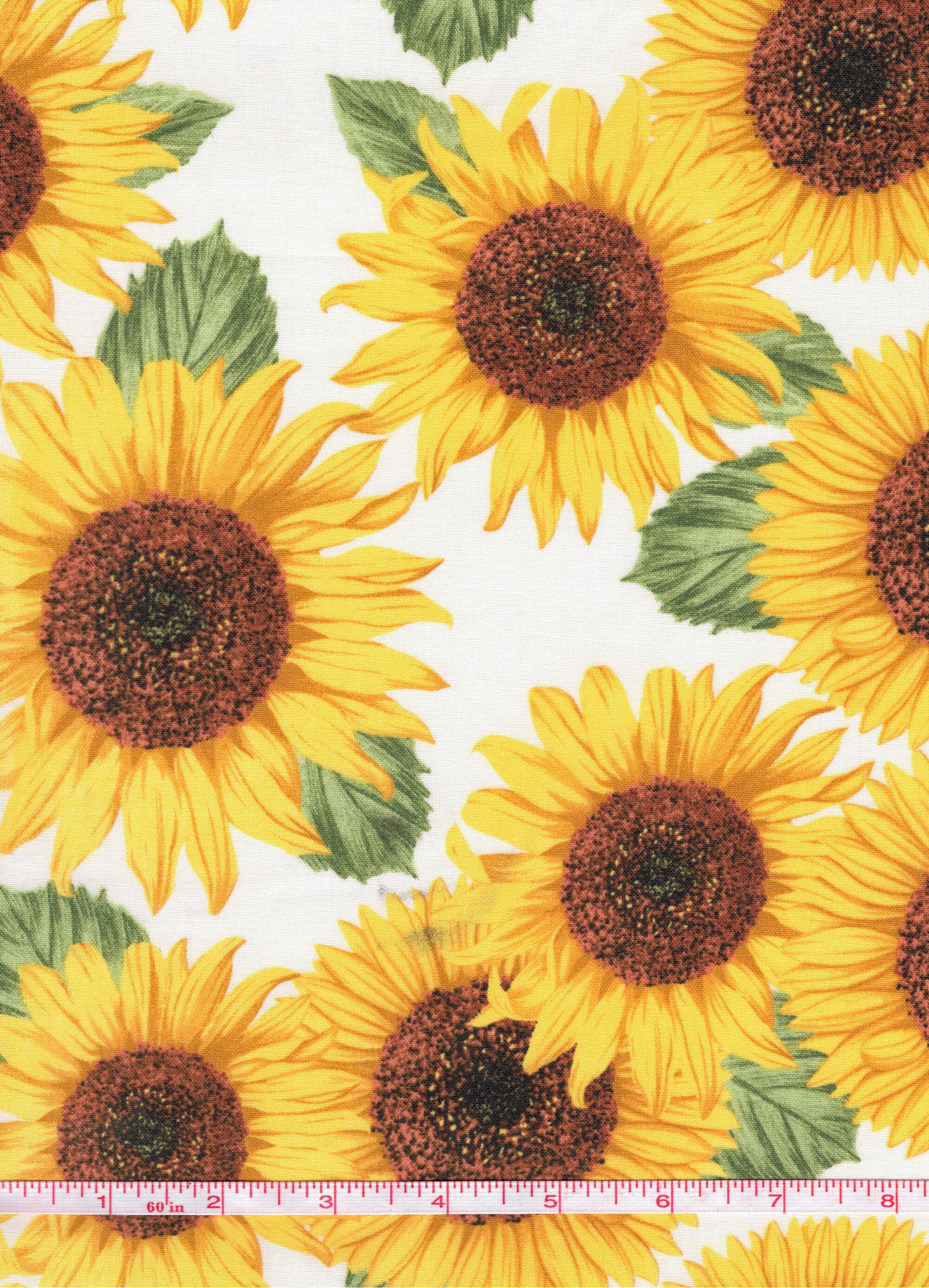 Cotton Fabric Sunflowers on White Floral Quilting Cotton - Etsy