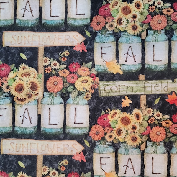 Mason Jars Susan Winget Fall Fabric - Etsy