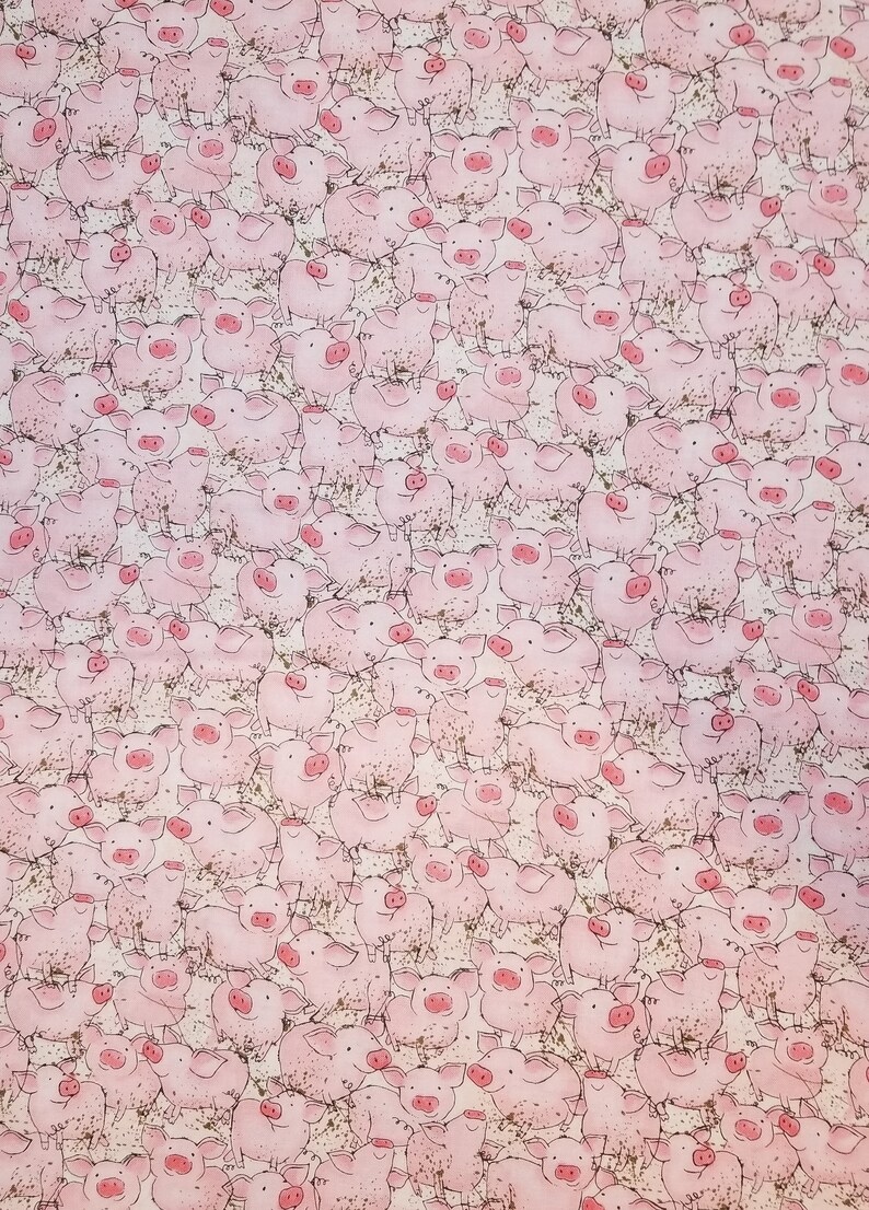 Watercolor Packed Pigs 100% Cotton Fabric Select Your Size | Etsy