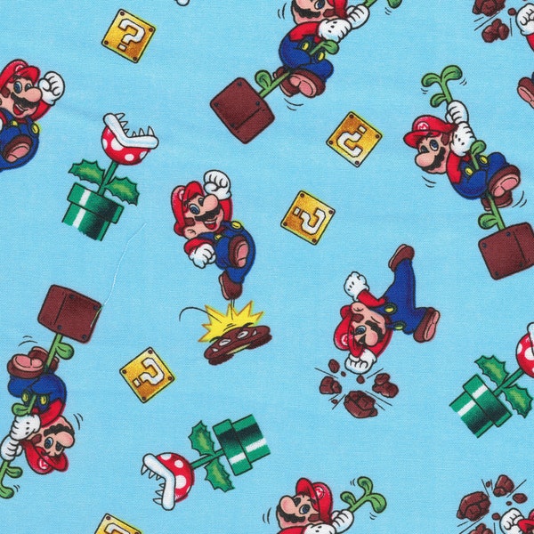 Super Mario Fabric by the Yard - Etsy