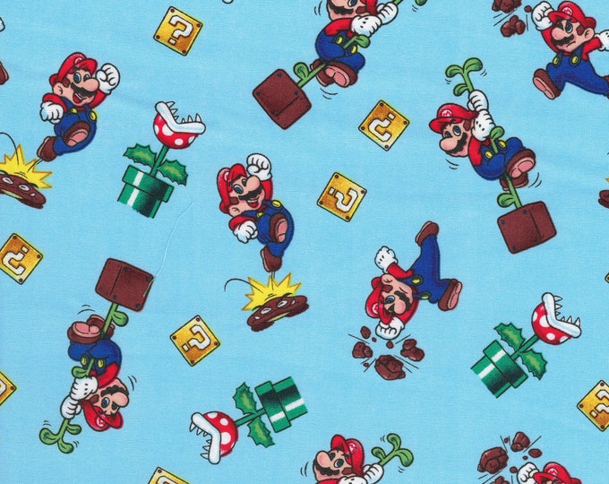 MARIO KART FABRIC Sold by the Half Yard Continuous Cut 100% Quilting ...