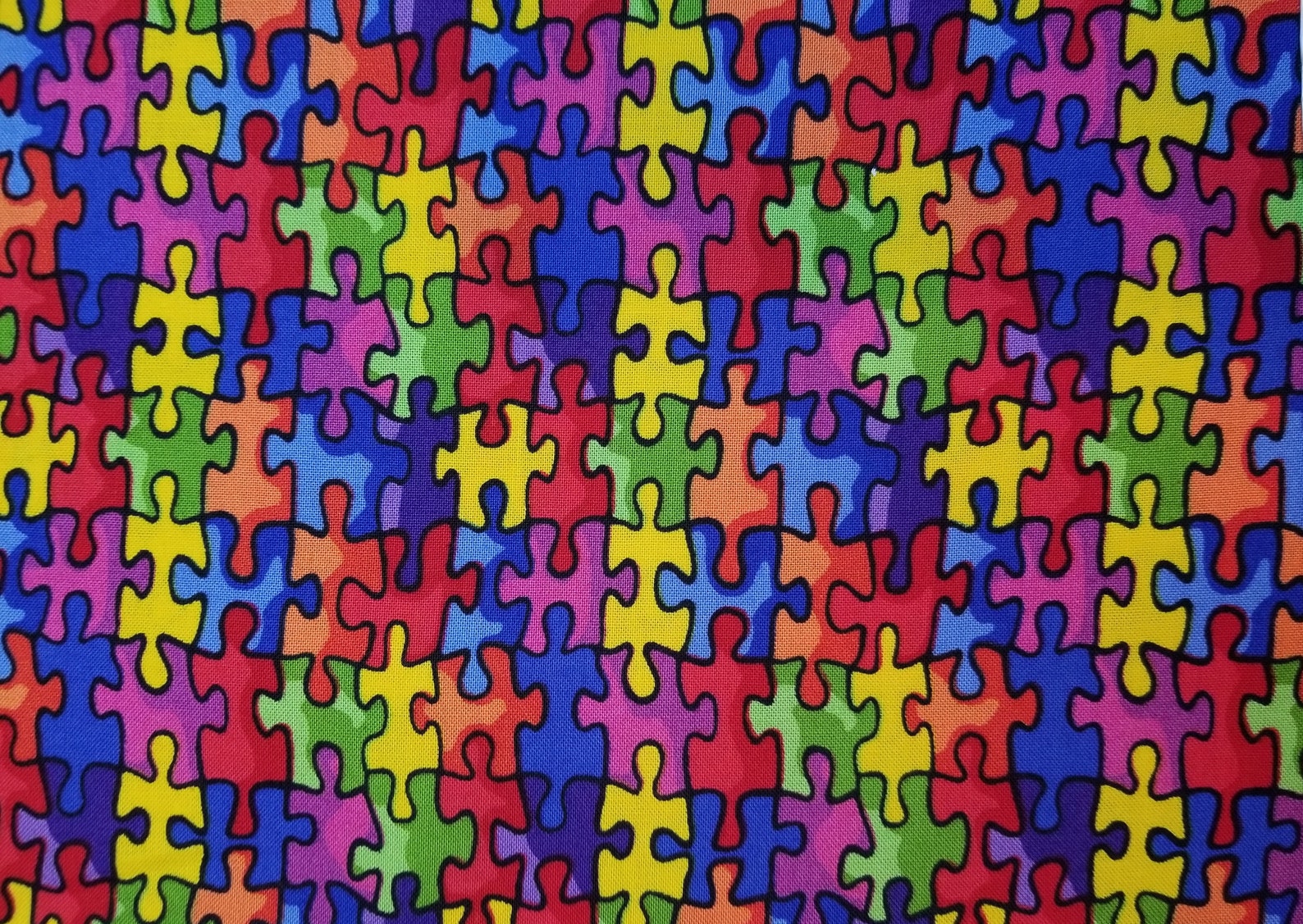 Multi Color Rainbow Puzzle Pieces - 100% Cotton Fabric - Select Your ...
