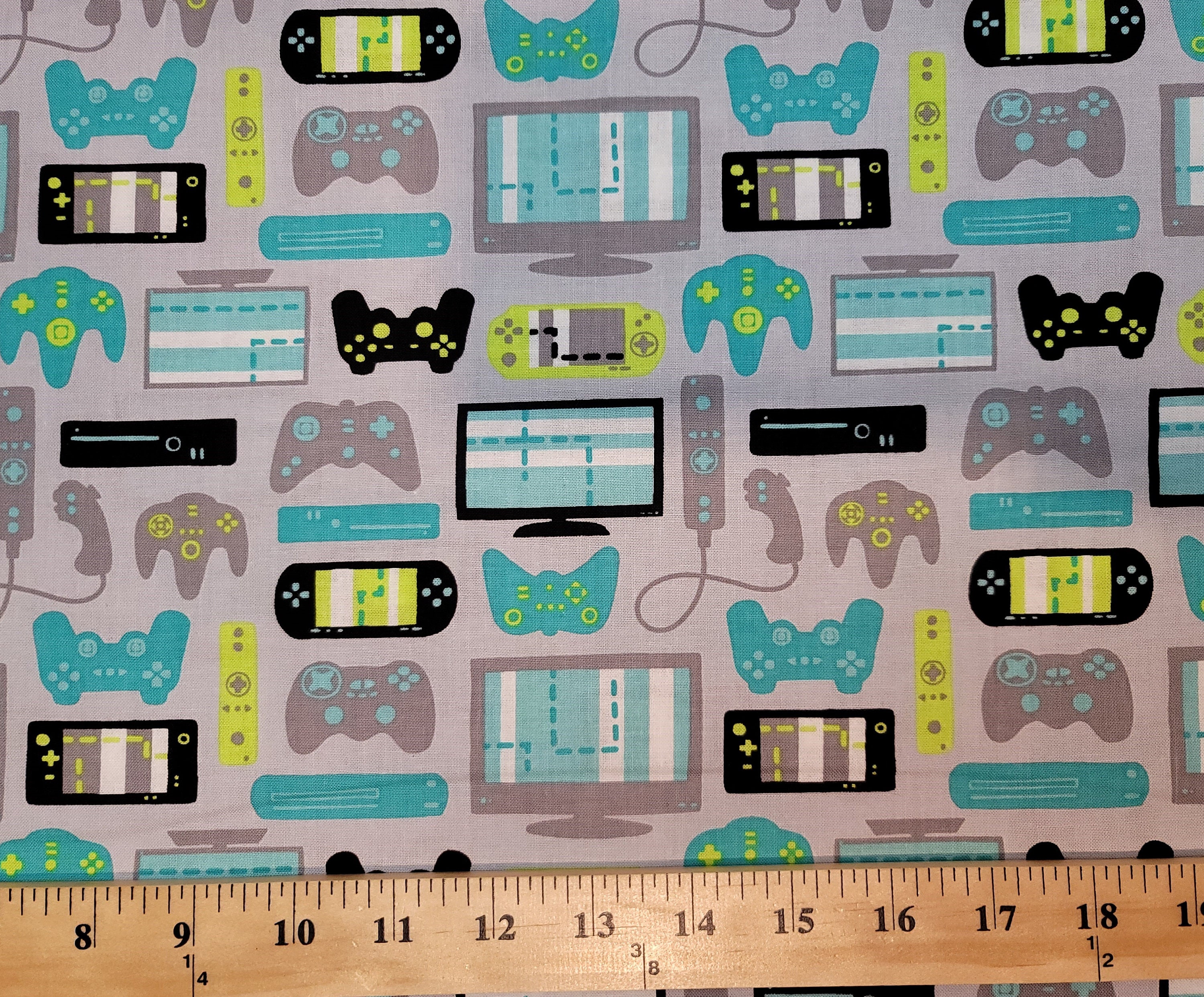 Gamer Cotton Fabric Game on Equipment on Light Grey Quilt - Etsy