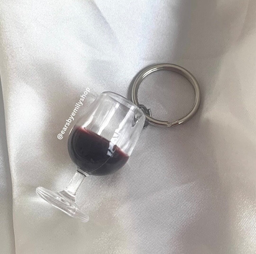 Red Wine Glass Keyring: Fun Quirky Keychain - Etsy