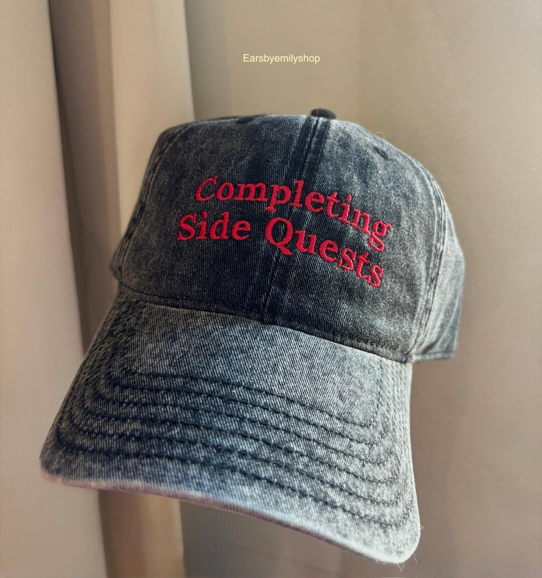 Embroidered 'completing Side Quests' Cap: Vintage Cotton Twill - Etsy
