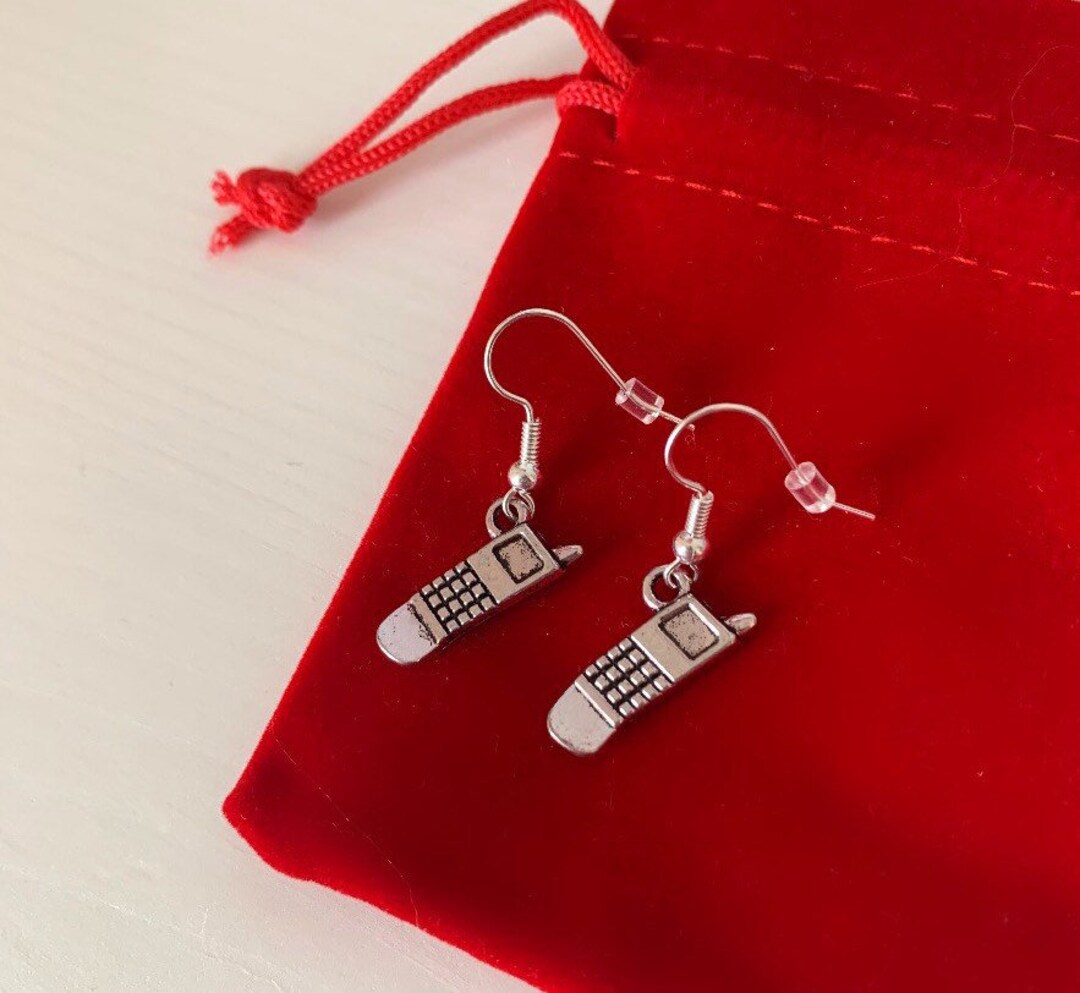 Handmade Silver Mobile Phone Earrings: Quirky Dangle Jewelry - Etsy