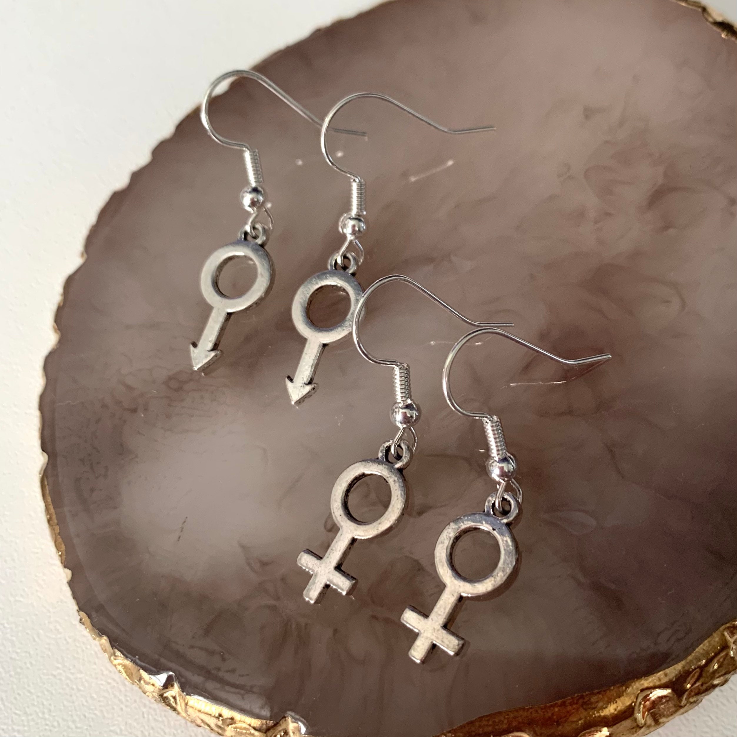 Cool Quirky Silver Plated Handmade Gender Male Female Symbol - Etsy UK