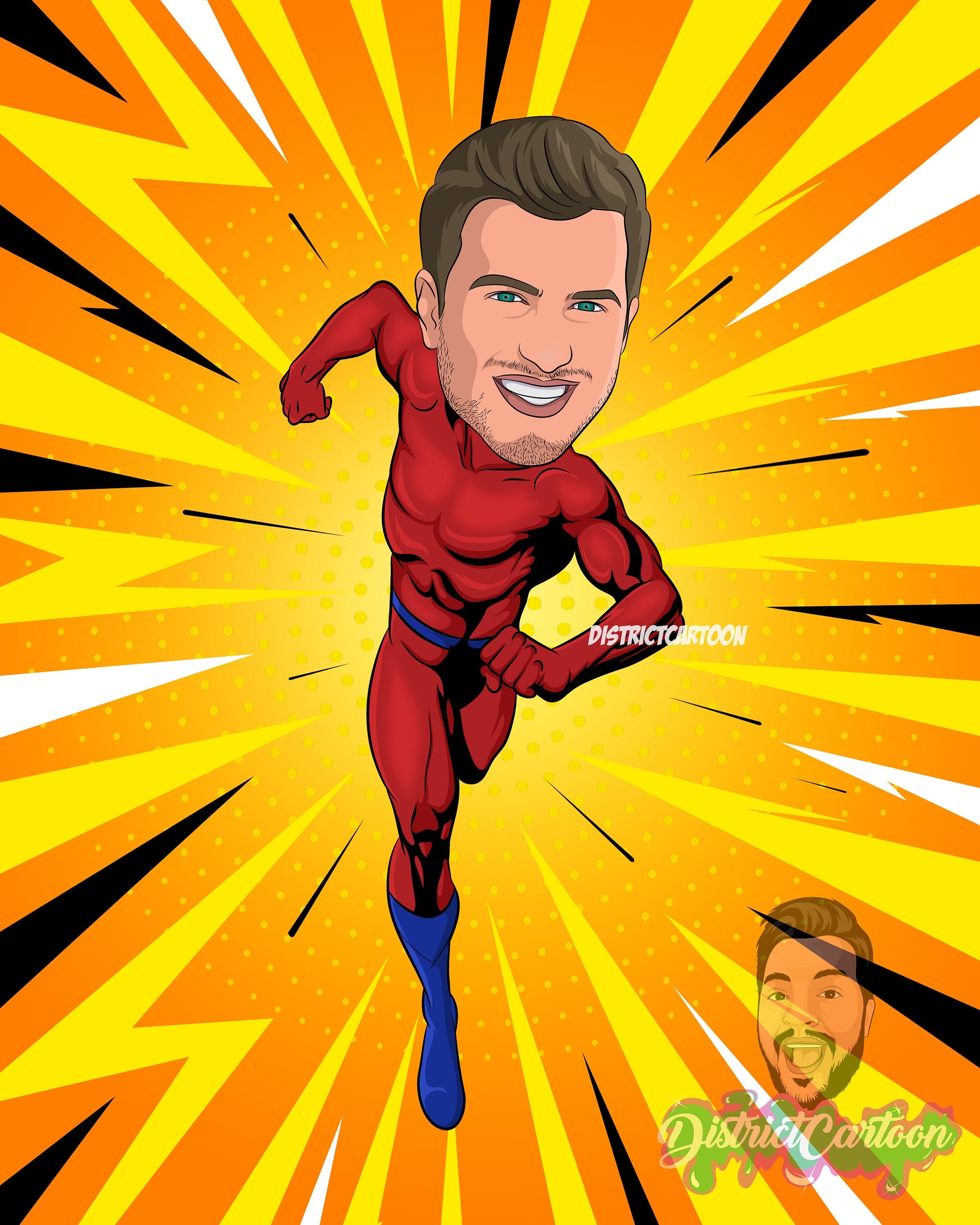 Custom Hero Cartoon Portrait Custom Super Hero Portrait Hero | Etsy