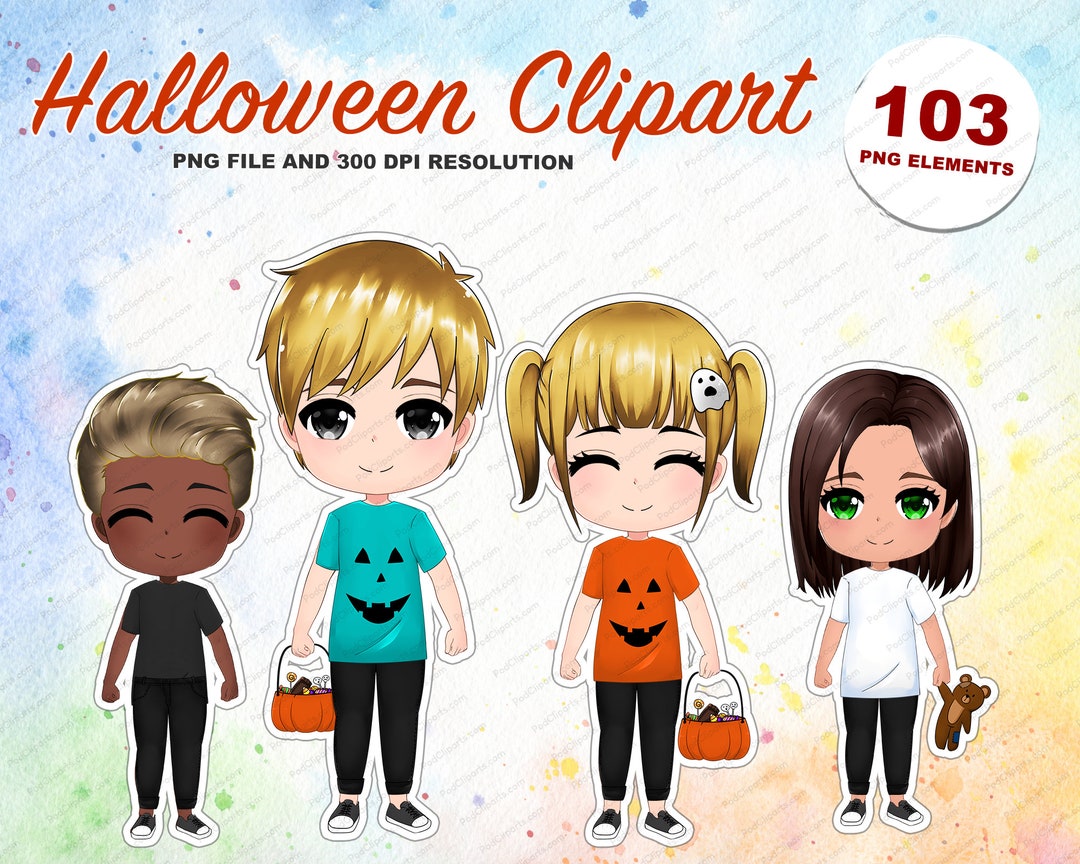 103 Cute Halloween Clipart, Trick or Treat Children Clipart, Kids ...