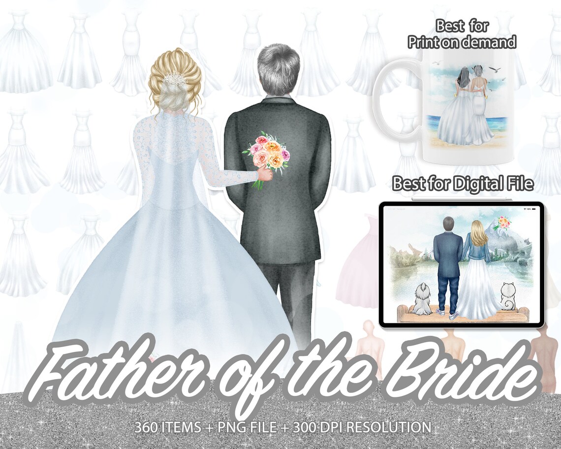 Father of the Bride Clipart, Wedding Day Clipart, Father of the Groom ...