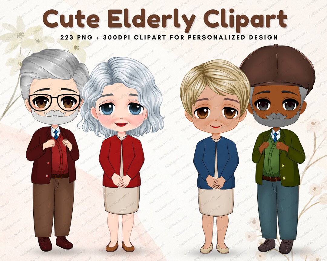 Grandparent Clipart, Elderly Clipart, Grandpa and Grandma, Old Couple ...