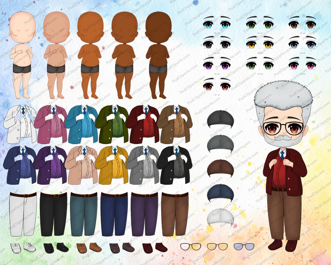 Bundle Family Chibi Cute Clipart, Custom Family Portrait, Mom Dad ...
