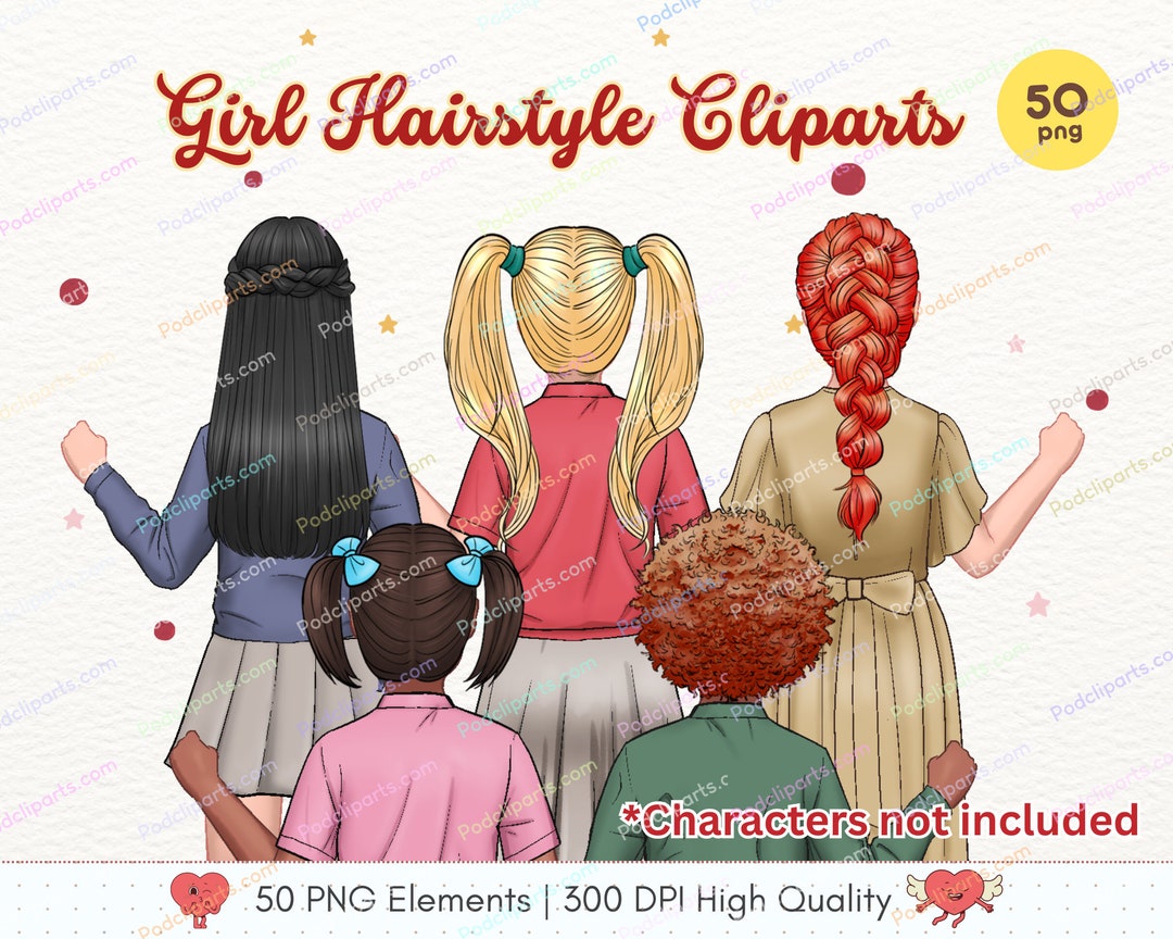 Girls Hair Clipart, Kids Clipart, Hairstyles Clipart, Infant Baby ...