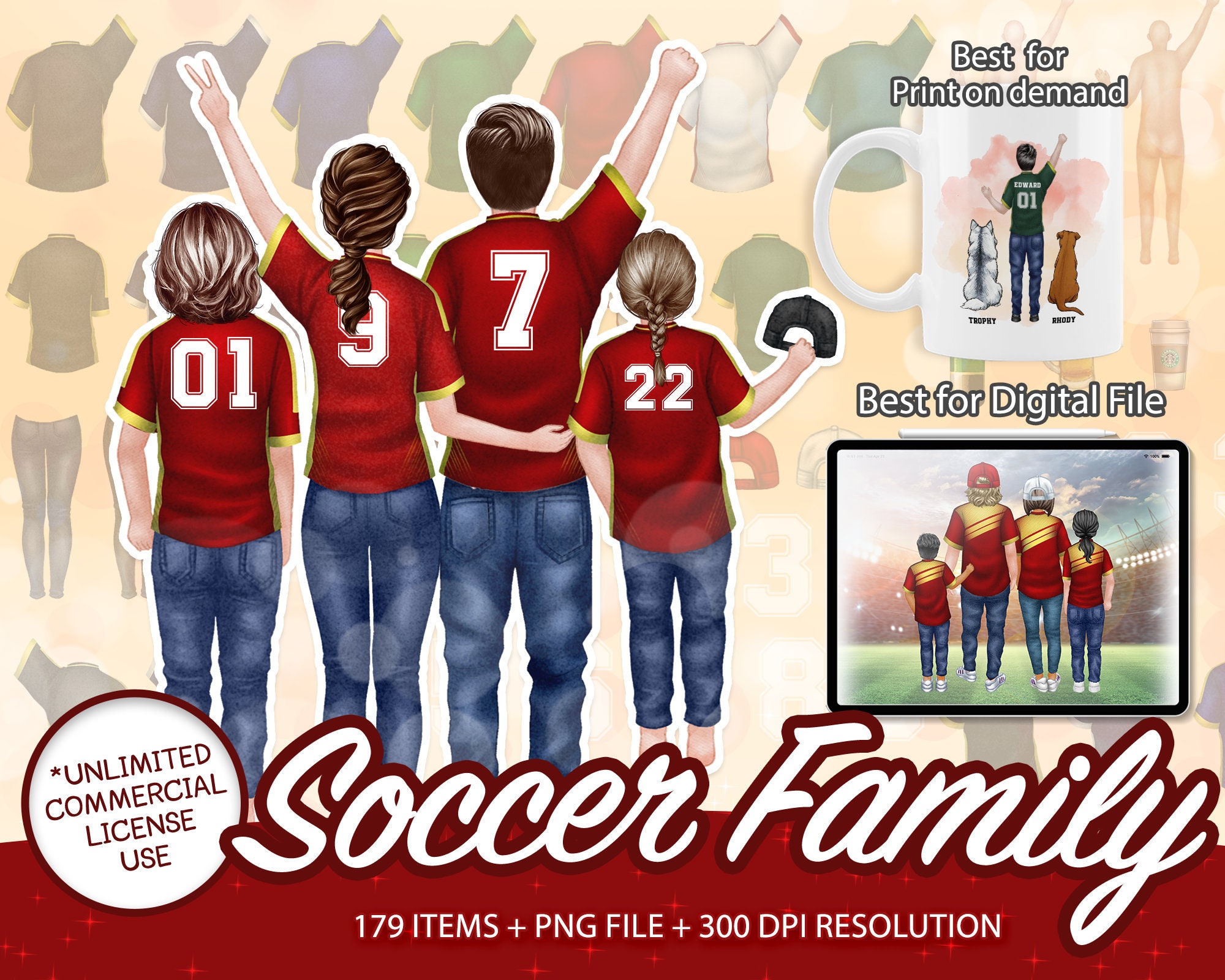 Football Family Clip Art Sport Family Art Custom Soccer - Etsy