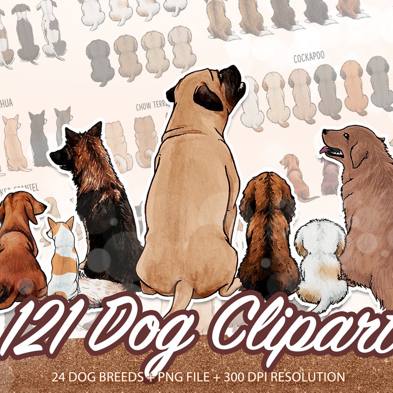 Watercolor Dog Clipart - Etsy