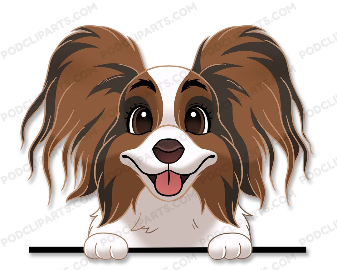 Papillon Dog Face Digital Clip Art, Pet Portrait, Dog Portrait Painting ...
