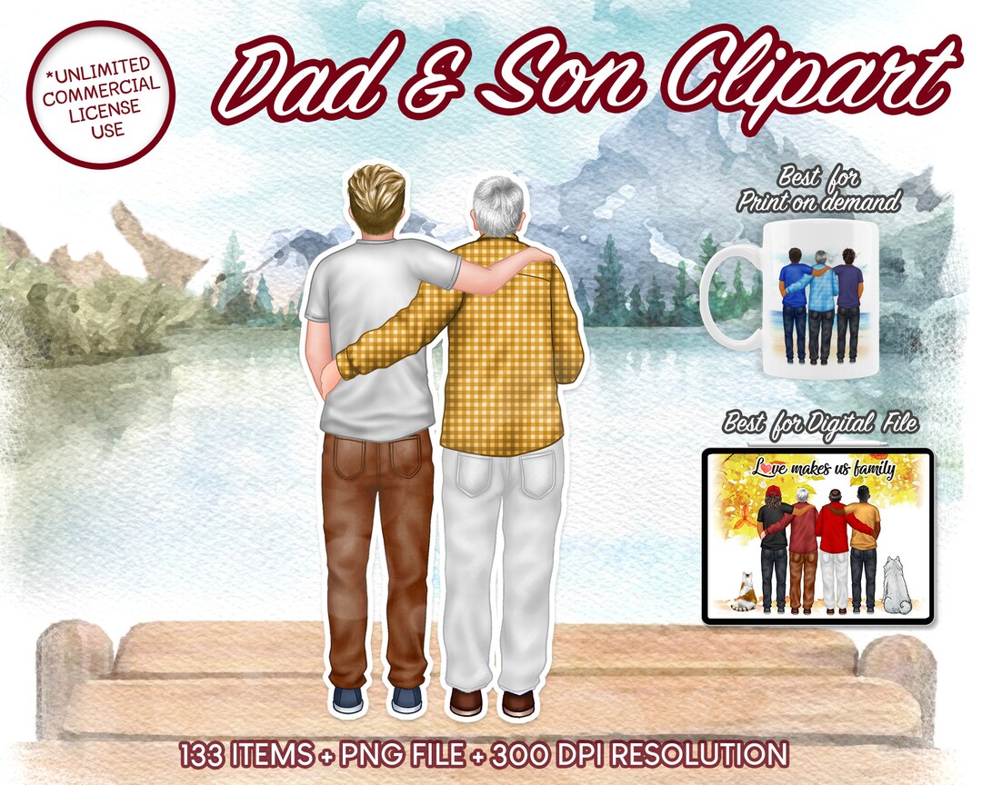 Father and Son Clipart Dad Son Clipart Father's Clipart - Etsy