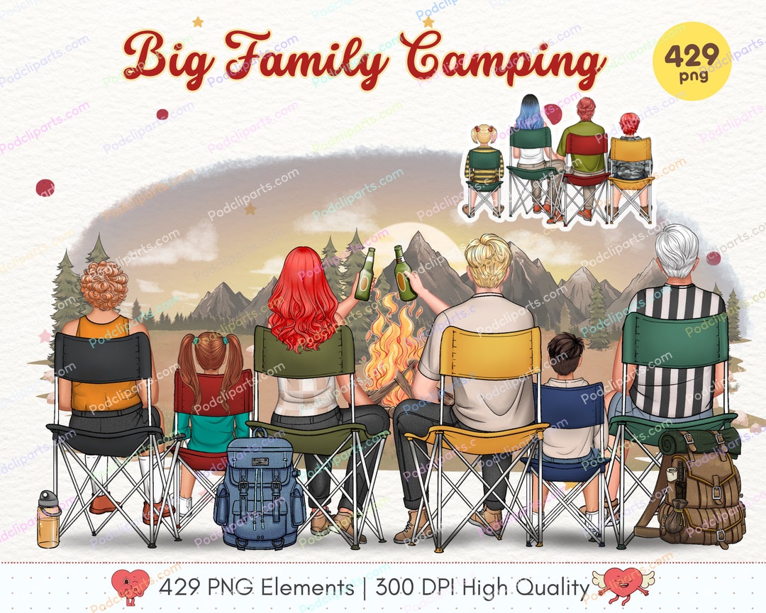 Big Bundle: Family Camping Clipart PNG - Summer Family Clipart,vacation ...