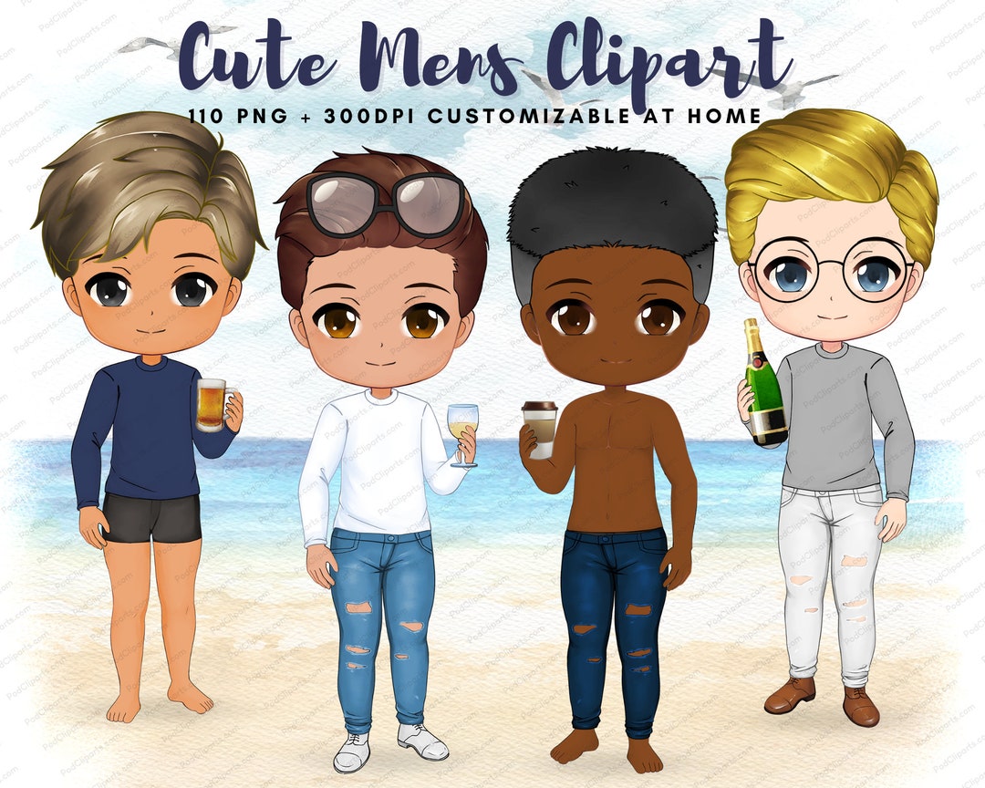 Chibi Men Clipart,travel Clipart,boy Clipart,male Clipart,summer ...