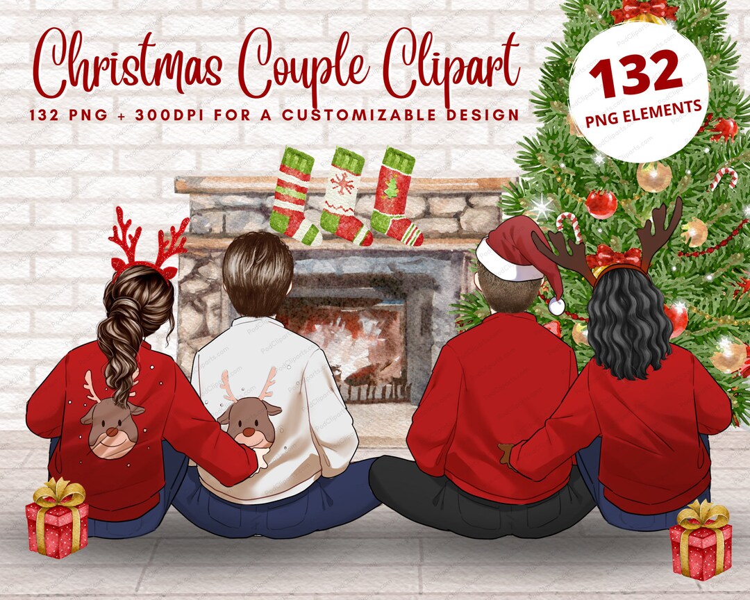 Christmas Best Friends Chibi Clipart, Besties clipart, Couple Clipart ...