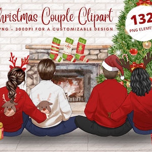 Christmas Best Friends Chibi Clipart, Besties clipart, Couple Clipart ...