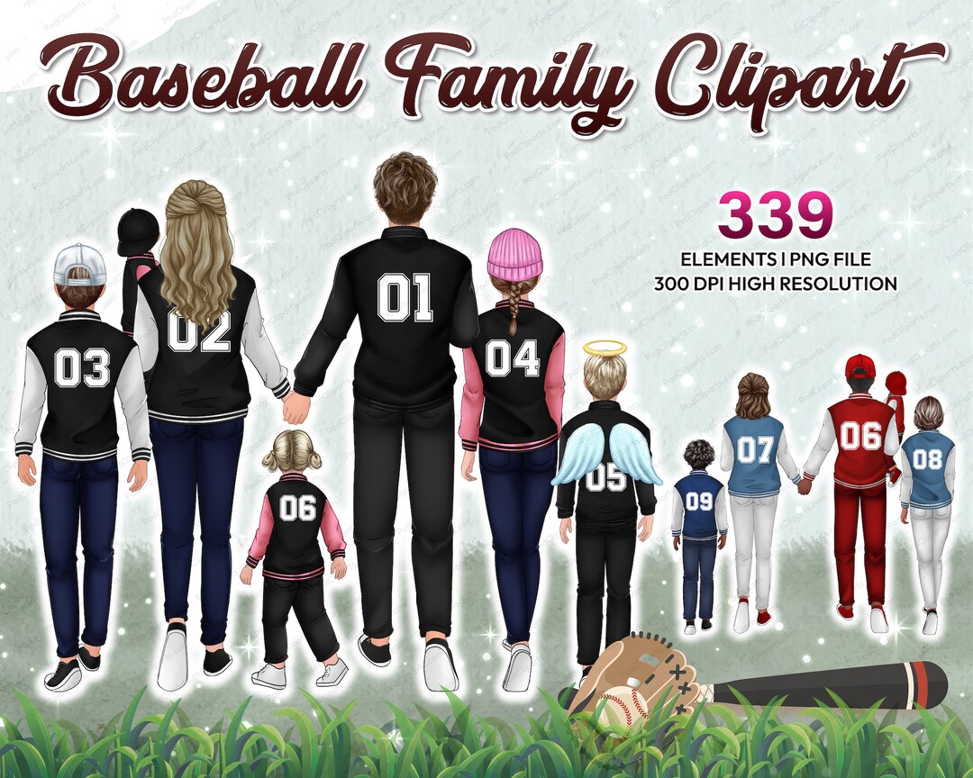 Baseball Family Clipart PNG, Father and Mother's Day Boy, Girl and Baby ...