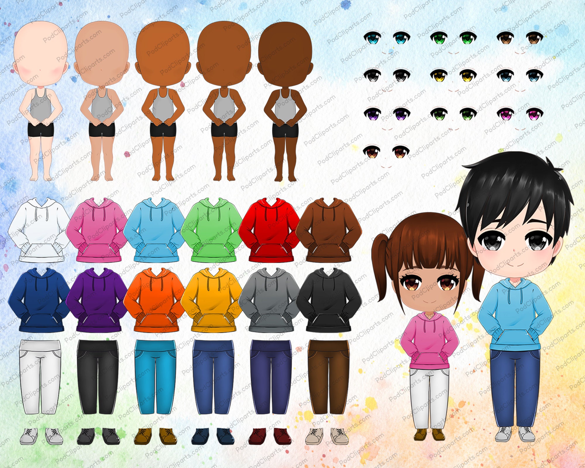 Family Chibi Clipart Anime Clipartmom Dad Kids Daughter - Etsy Australia