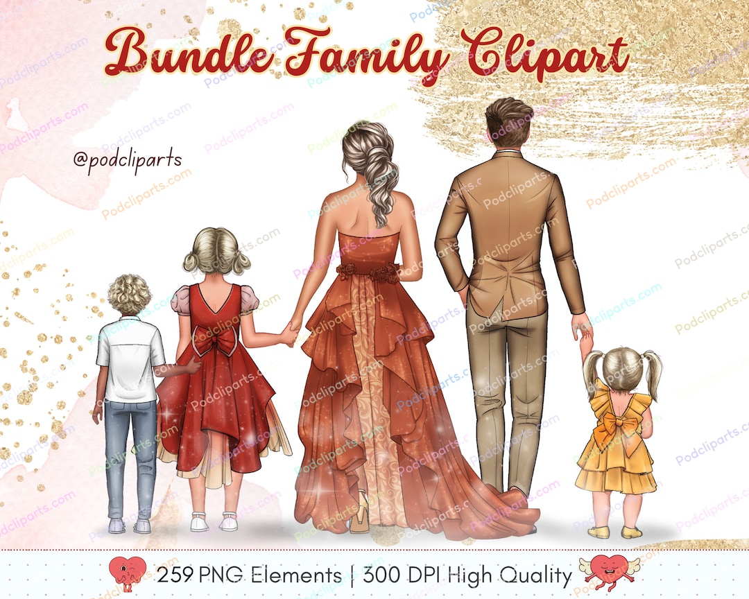 Bundle Family Clipart PNG, Fashion Illustration Mother's Day Family ...