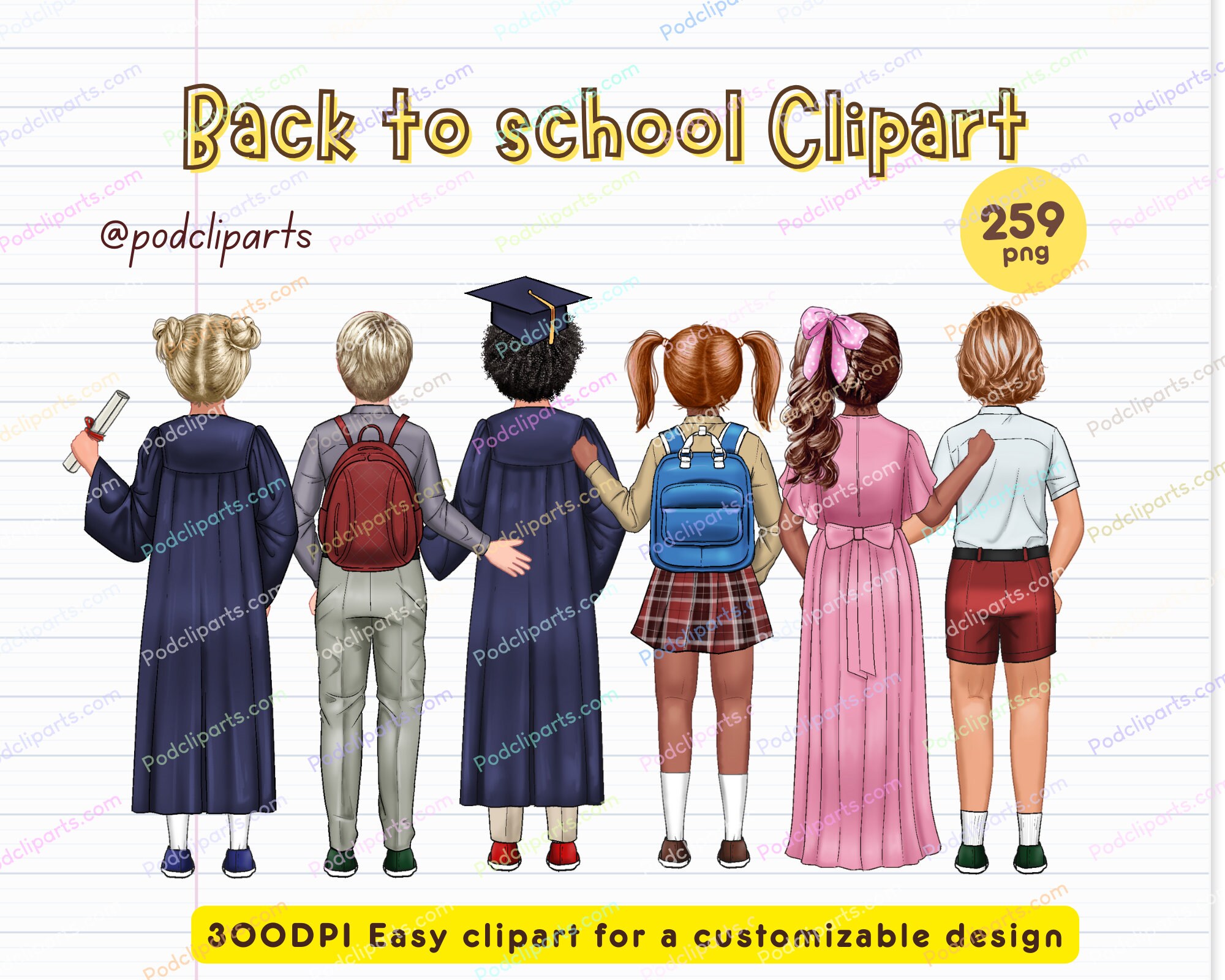 Back to School Clipart PNG, Kindergarten or Student of Elementary ...