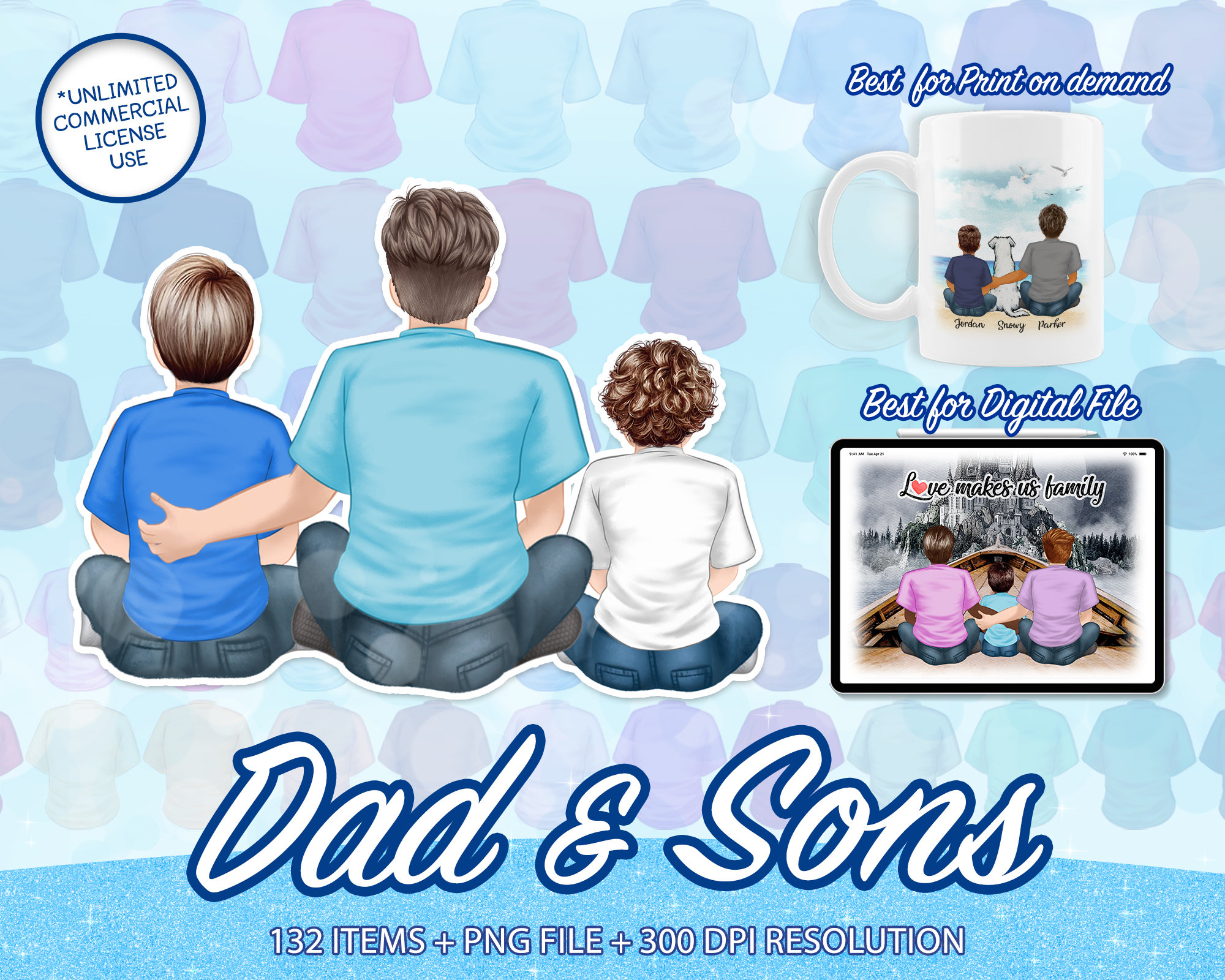 Dad and Son Clipart Family Clipartour Family Clipart Dad - Etsy