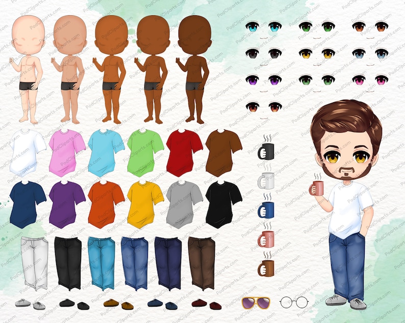 Bundle Family Chibi Cute Clipart, Custom Family Portrait, Mom Dad ...