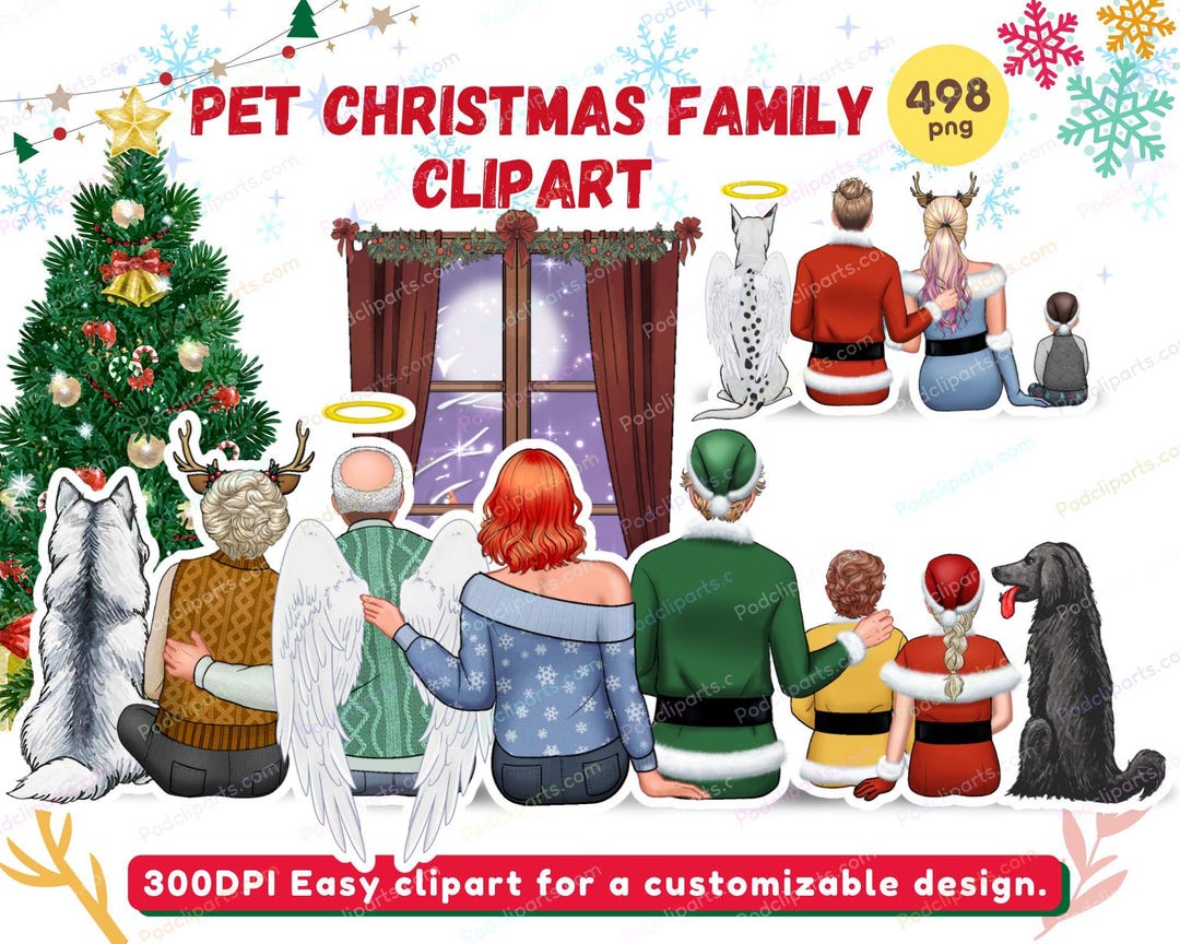 Christmas Family Clipart Dogs PNG, Big Family, Holidays Clipart, Winter ...