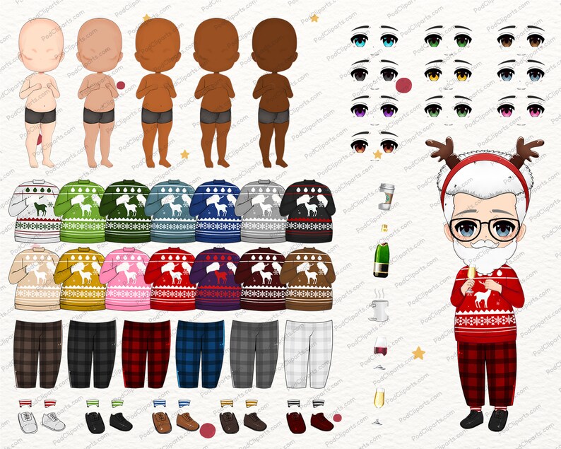 Bundle Christmas Family Clipart, Winter Family, Parents and Kids ...