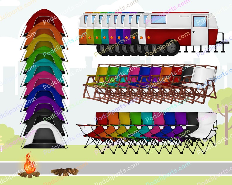 Cute Chibi Best Friend Camping Clipart PNG Girl Gang Outdoor - Etsy