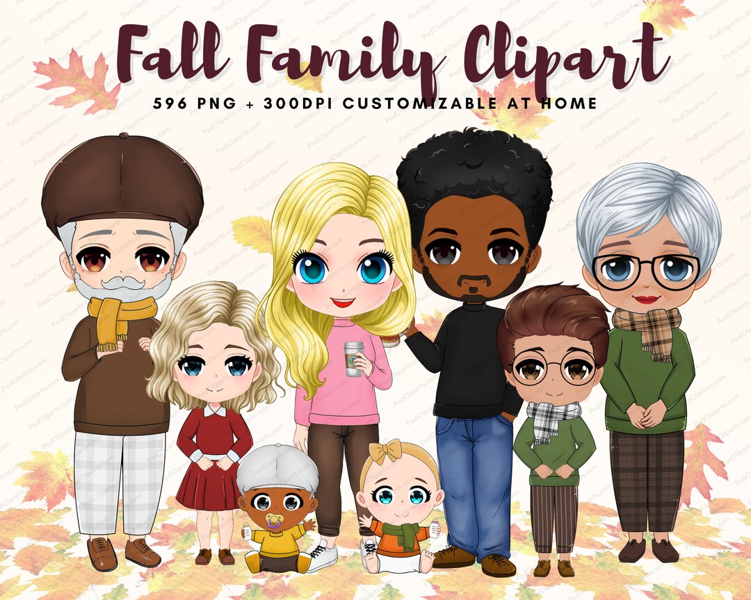 Bundle Fall Family Clipart Set, Custom Autumn Family, Reunion, Happy ...