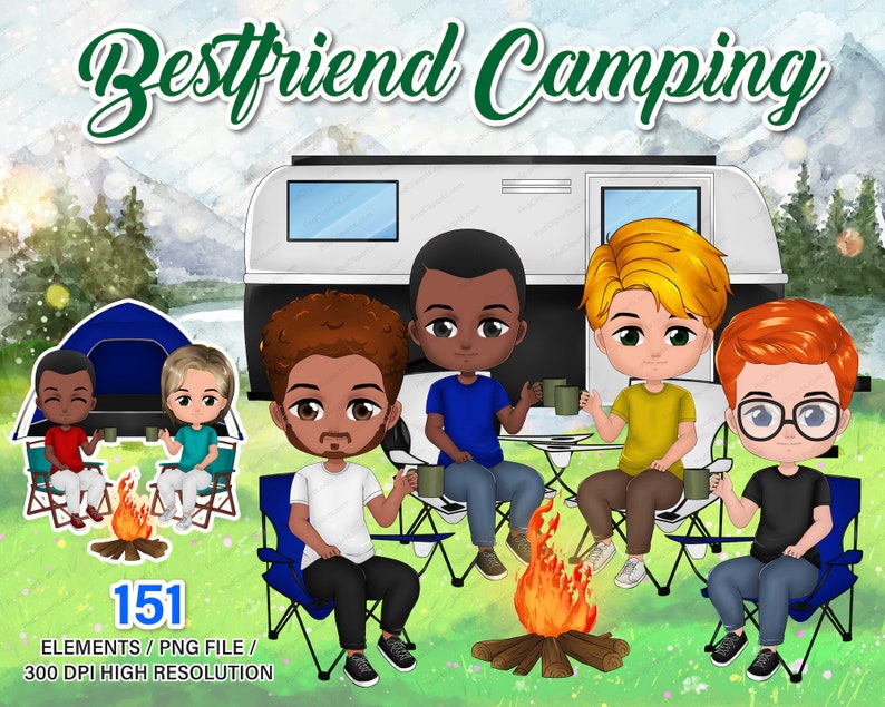 Chibi Camping Man Clipart PNG Camping Buddy Men Gang Best - Etsy UK