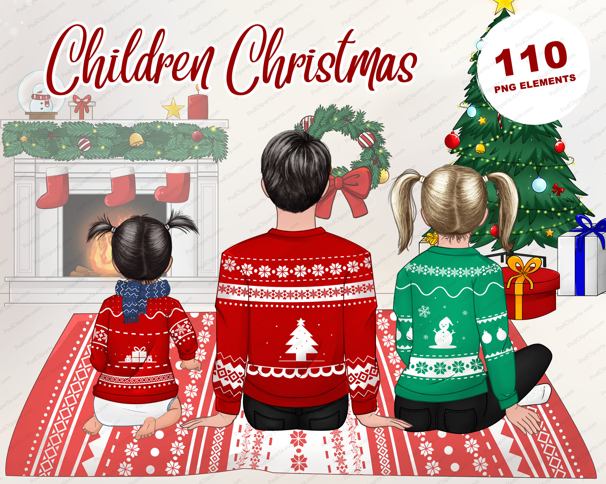 Children Clipart Christmas Boy Clipart Girl Clipart Kids - Etsy