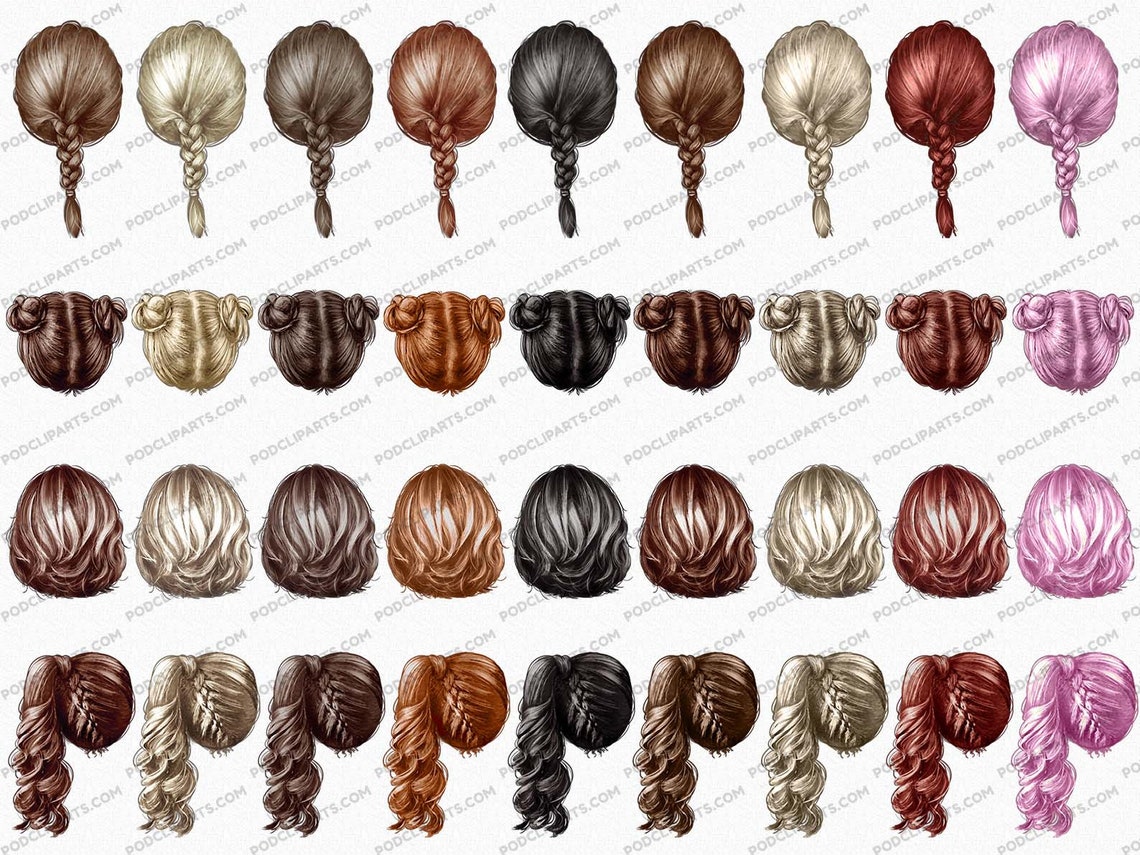 Girls Hair Clipart Kids Clipart Hairstyles Clipart Infant - Etsy Canada