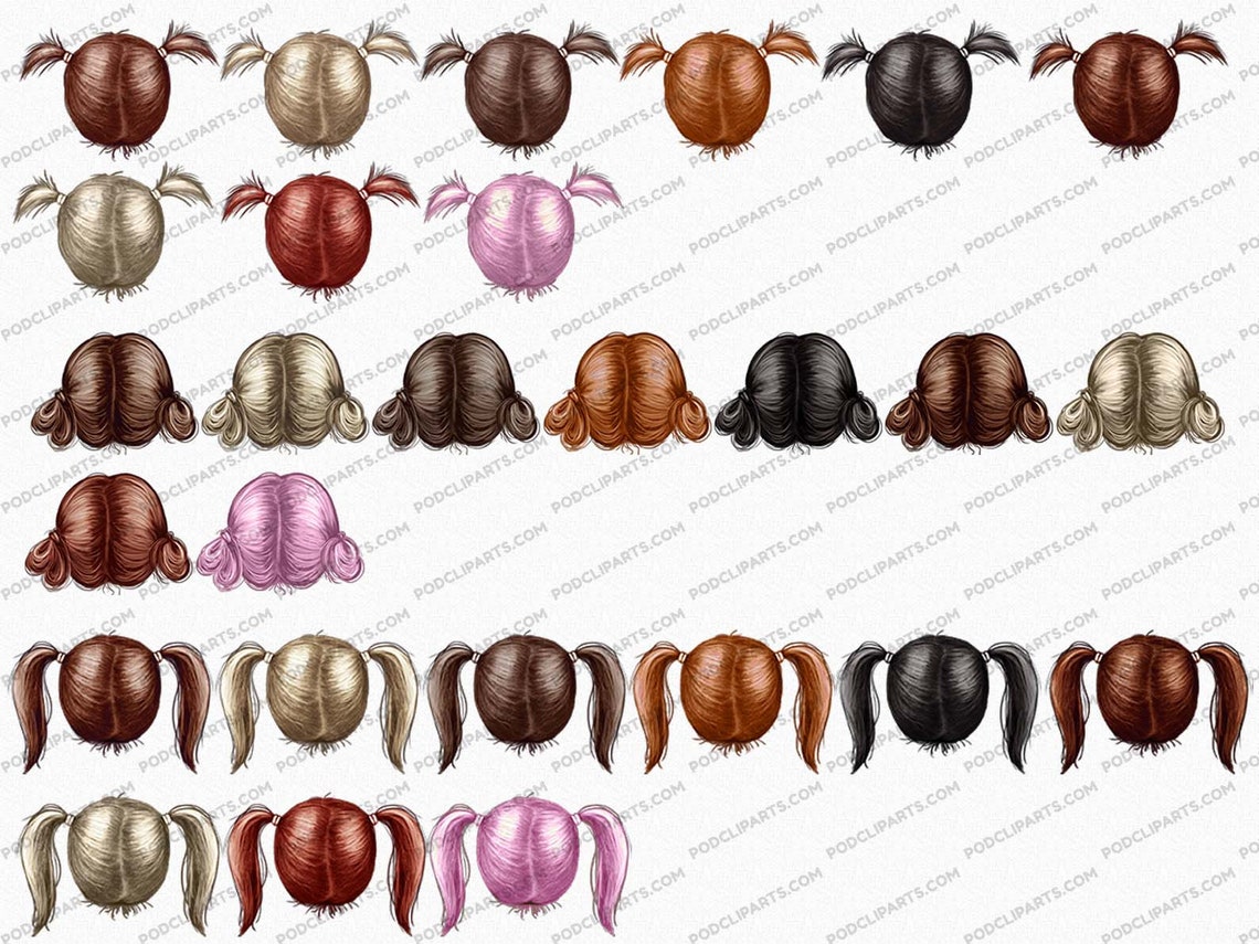 Girls Hair Clipart Kids Clipart Hairstyles Clipart Infant - Etsy Canada