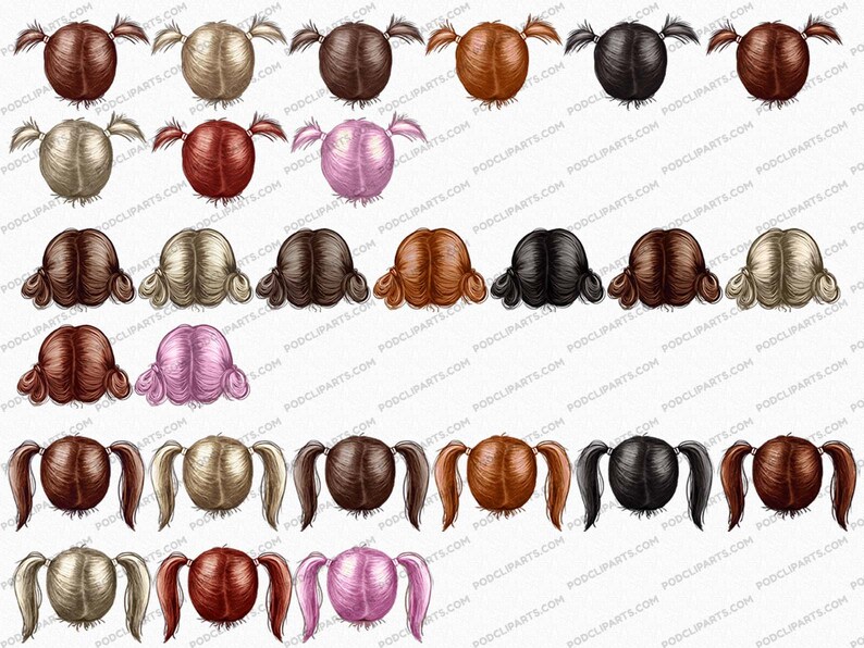 Girls Hair Clipart, Kids Clipart, Hairstyles Clipart, Infant Baby ...