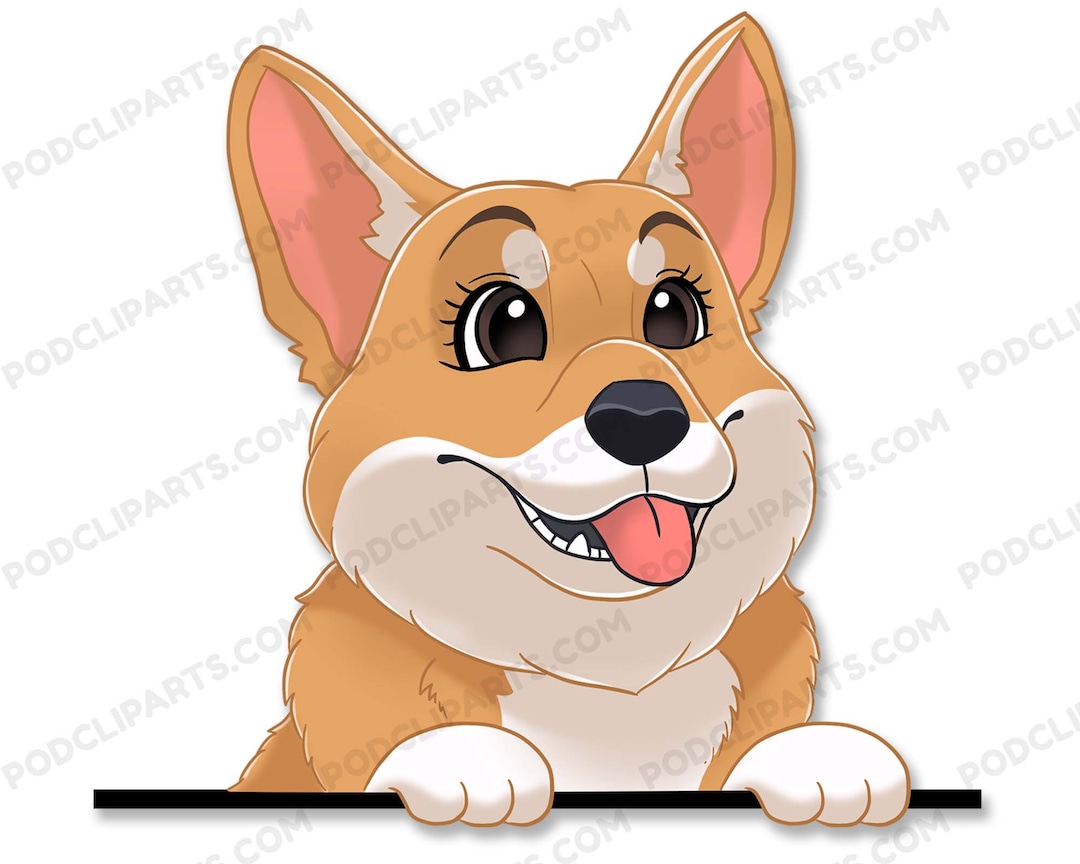 Corgi Dog Face Digital Clip Art, Pet Portrait, Dog Portrait Painting ...
