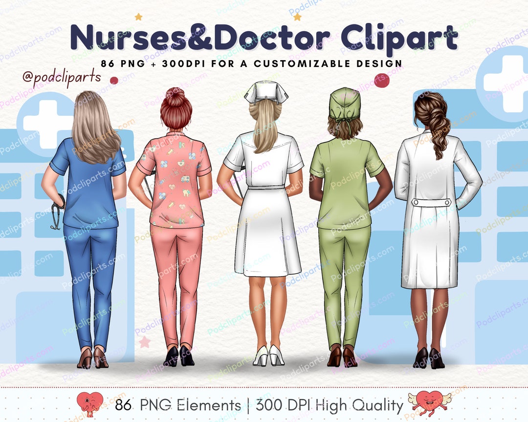 Nurses Docter Clipart PNG, Custom Nurse Portrait, Doctor Clip Art ...