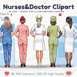 Nurses Docter Clipart PNG, Custom Nurse Portrait, Doctor Clip Art ...